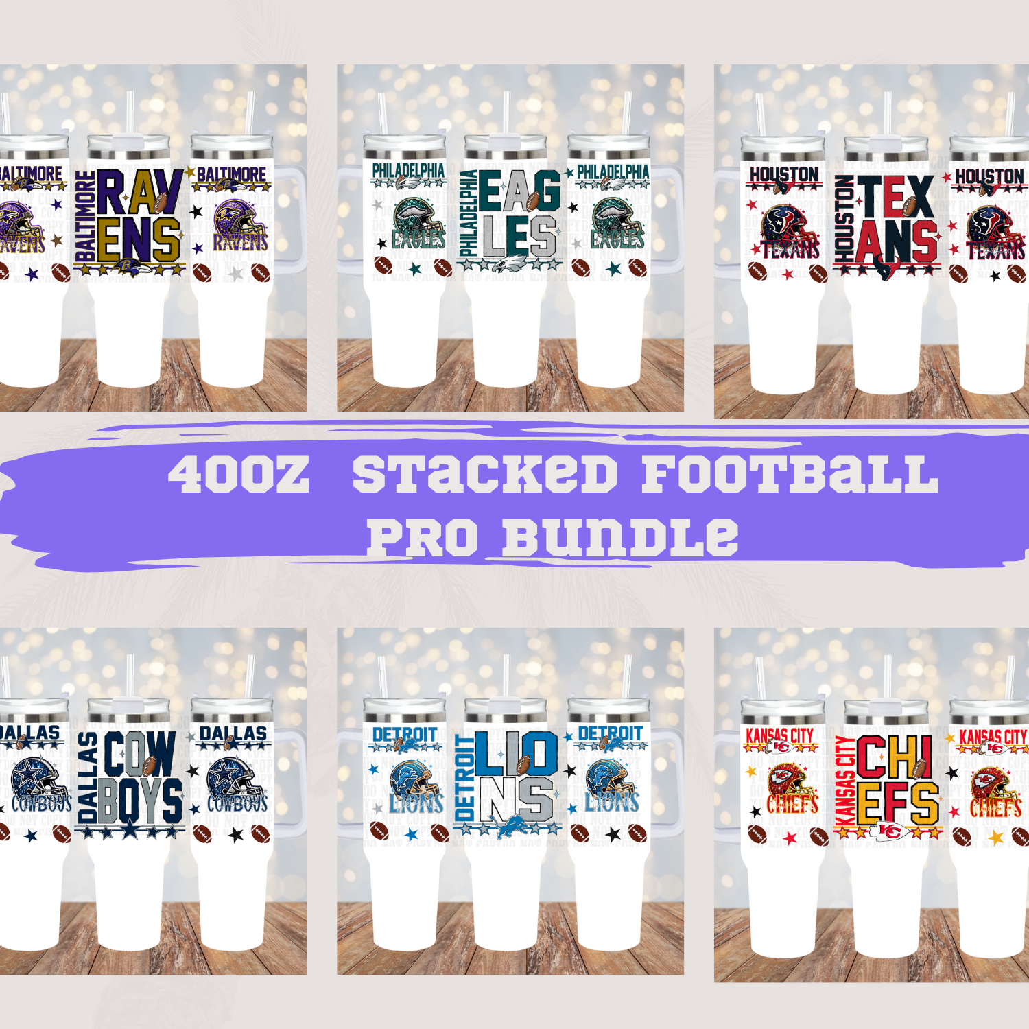40oz STACKED PRO FOOTBALL BUNDLE – Bellisima Creations