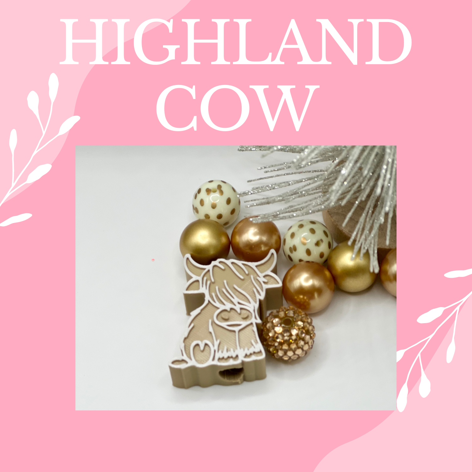 3D "BLONDIE" HIGHLAND COW STRAW TOPPER- Standard Size – Bellisima Creations