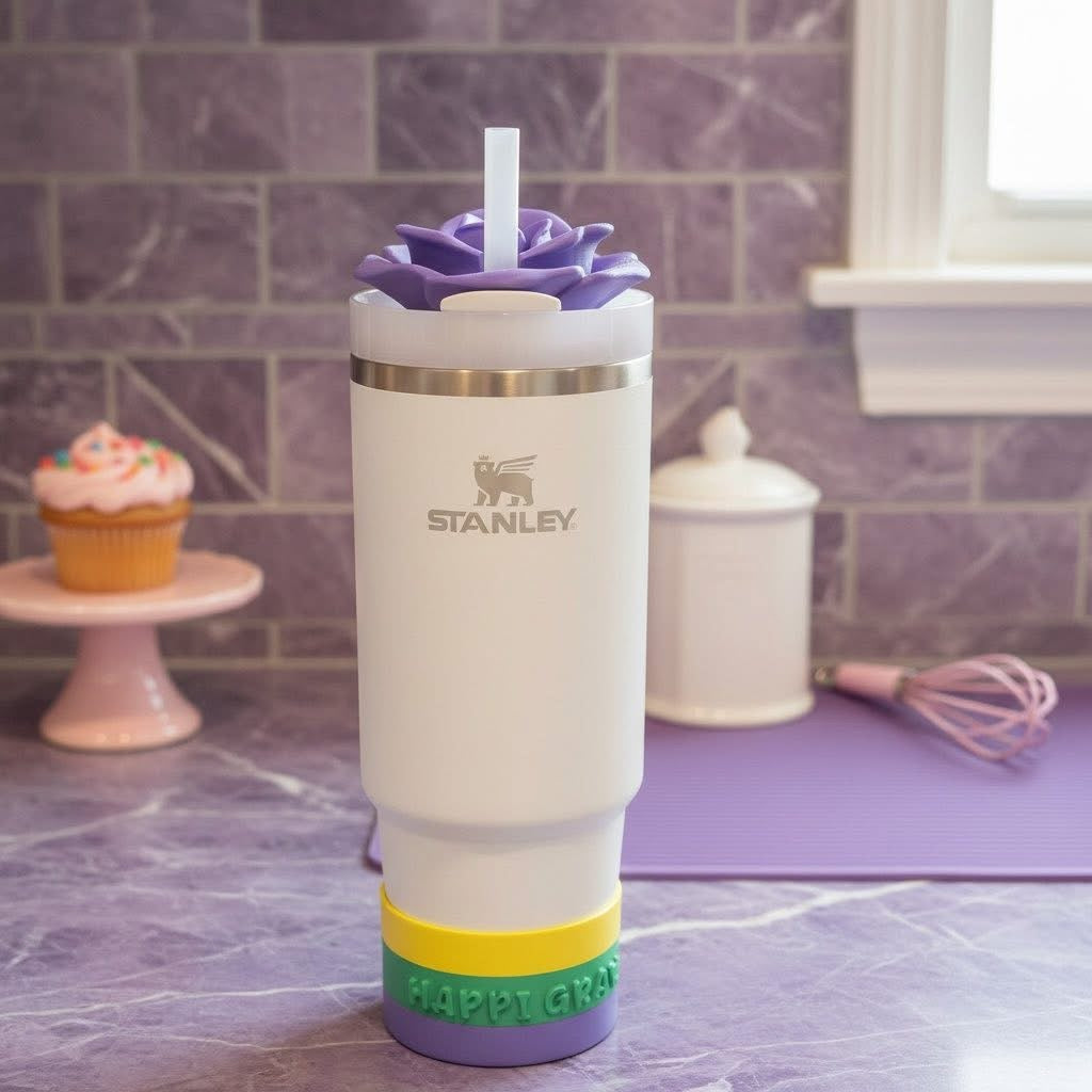 Glitter Rose Lid Topper – 30oz & 40oz | Snap-On Flat Base – Bellisima ...